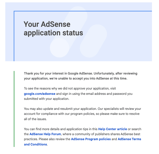 adsense rejection amanieric.com