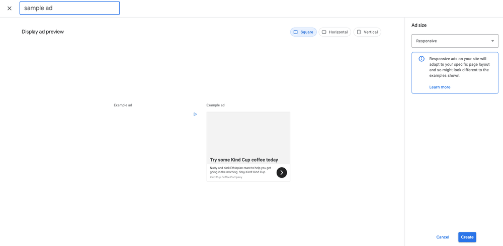 Choose your ad layout (depends on the place you want to place it)